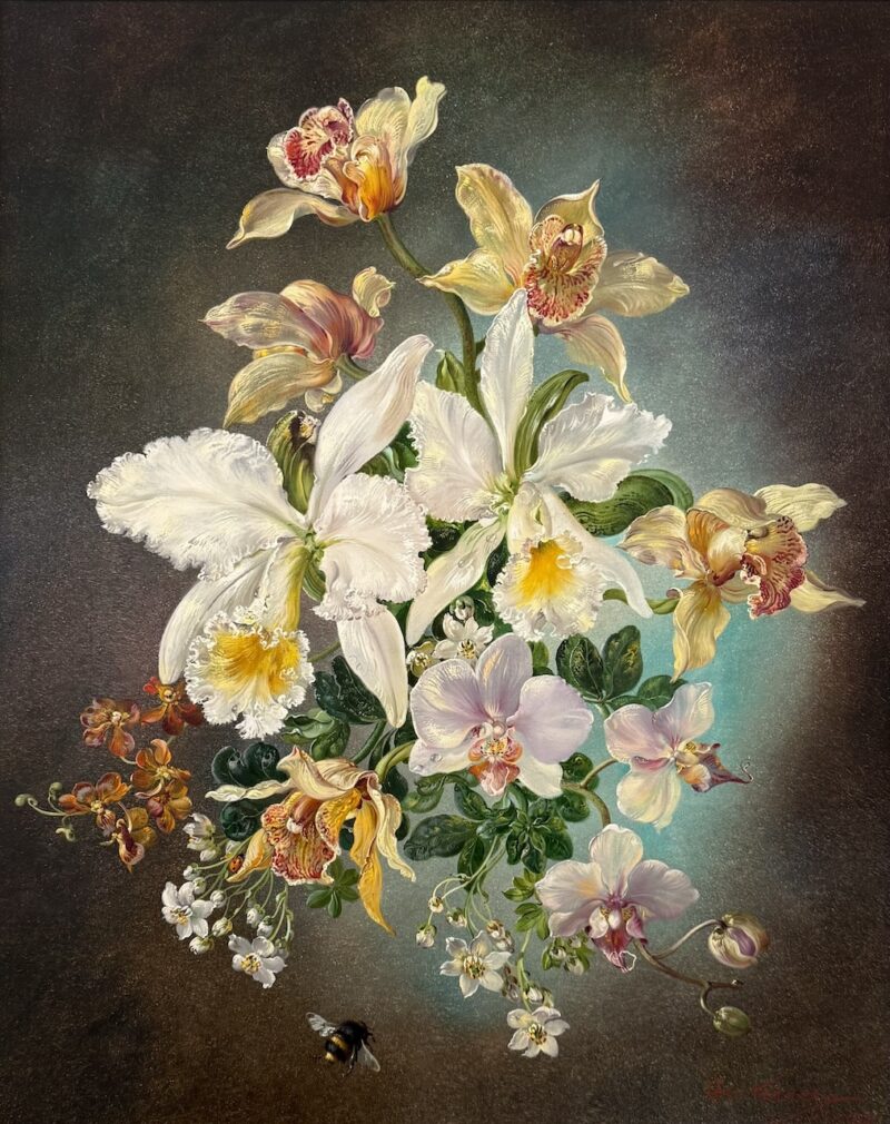 Cecil Kennedy - Still Life of Orchids with Bumblebee - Lambert Fine Art
